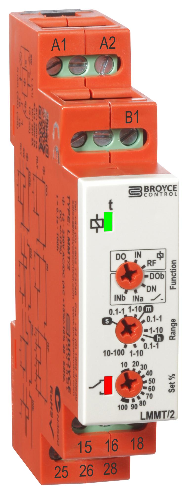 LMMT/2 12-230V AC/DC - Broyce Control - MULTIFUNCTION TIMER, 0.1S-100H, DPDT