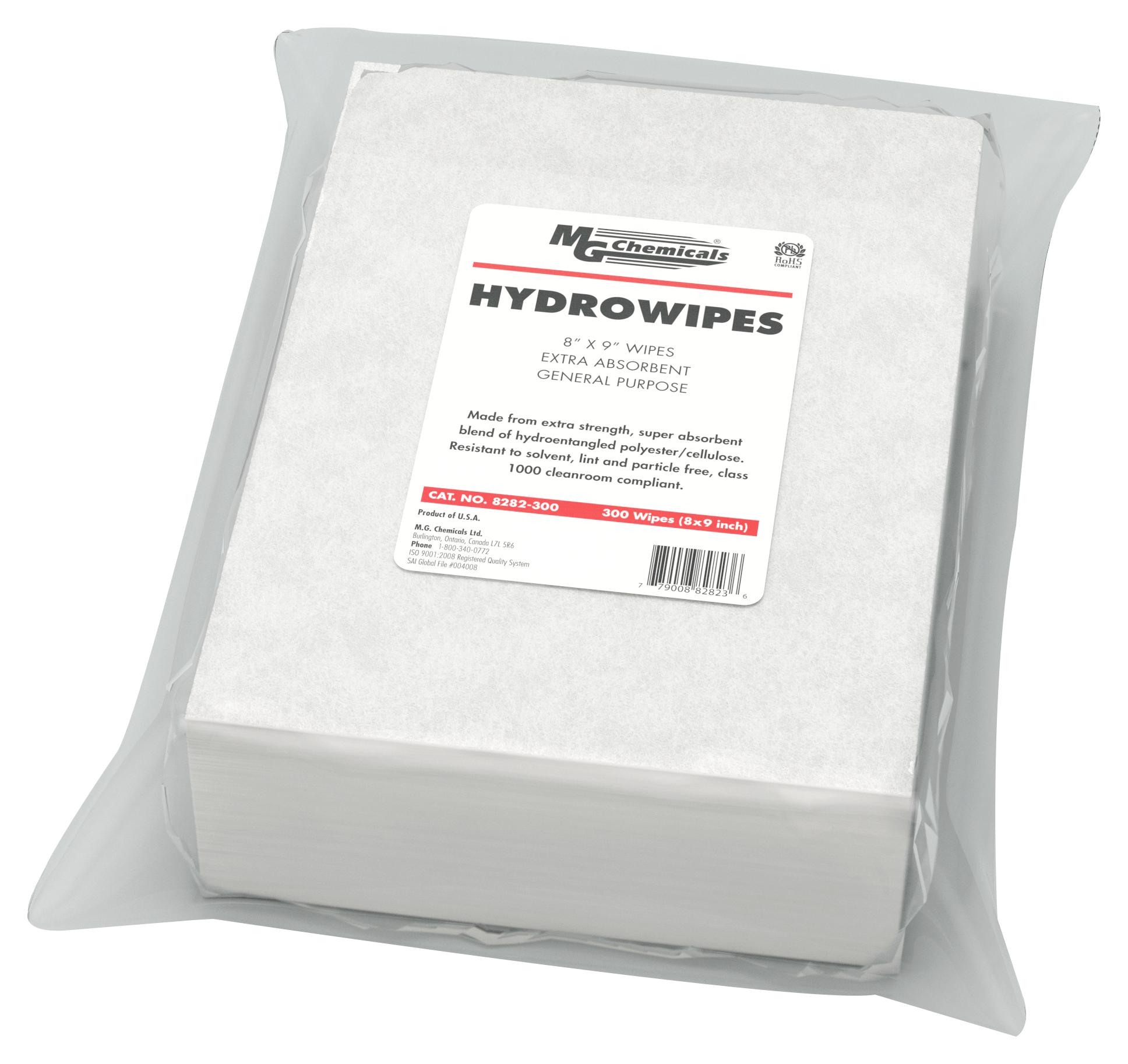 8282-300 - Mg Chemicals - HYDRO WIPE, 8" X 9", PK300