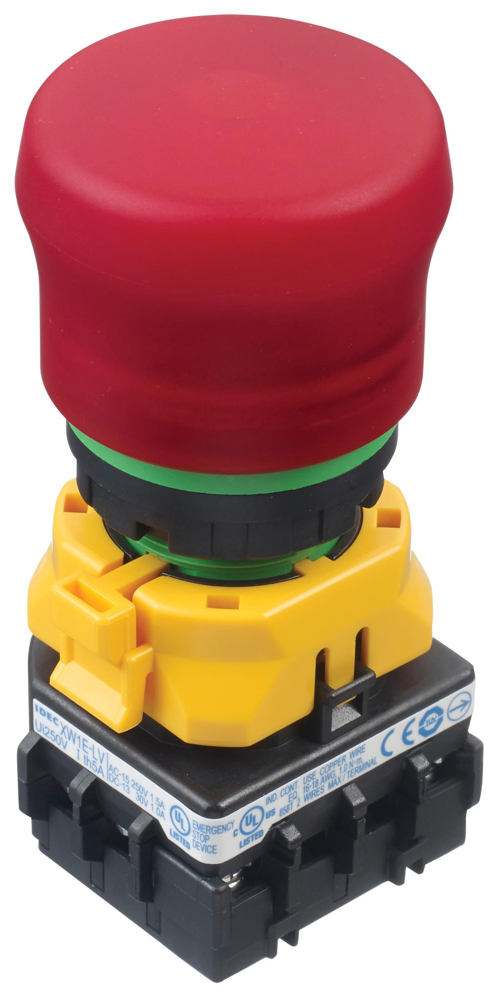 XW1E-LV4TG02Q4MFR - Idec - E-STOP PB SW, DPST-NC, 5A