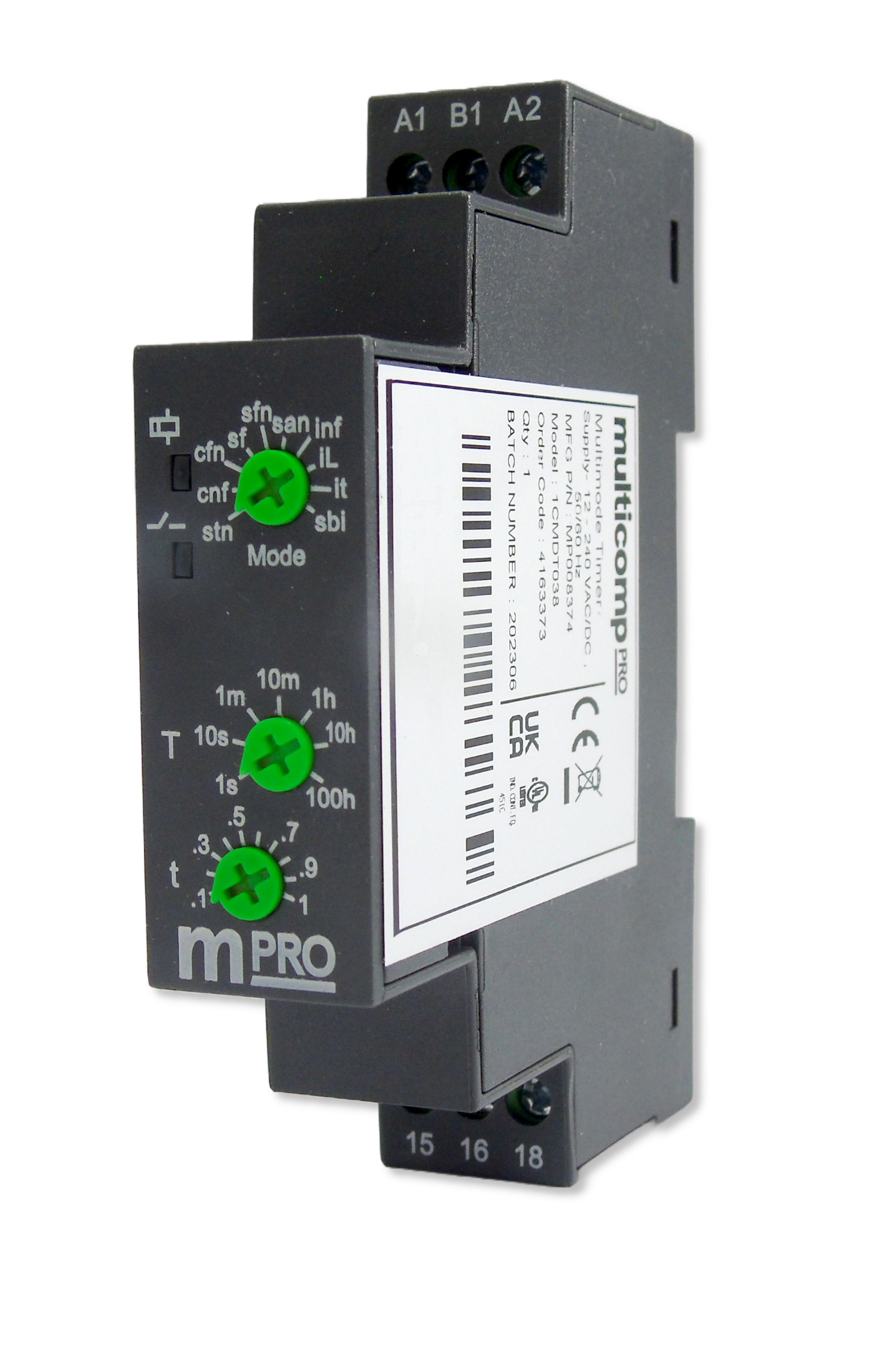 MP008374 - Multicomp Pro - ELECTRONIC TIMER, 0.1S TO 100H, 8A