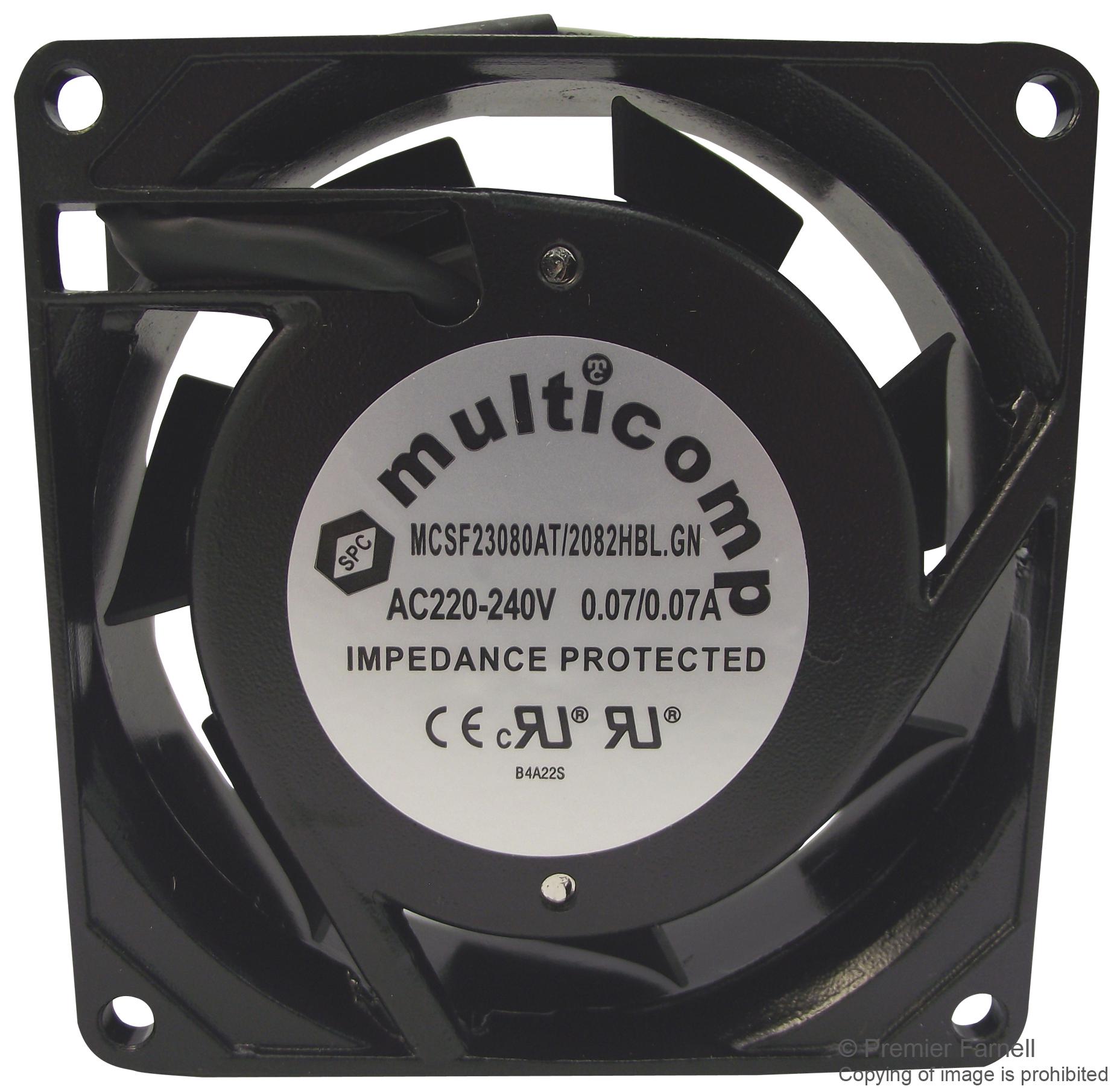 SF23080AT/2082HBL.GN - Multicomp - Axial Fan, Slim Line, Shaded Pole Motor