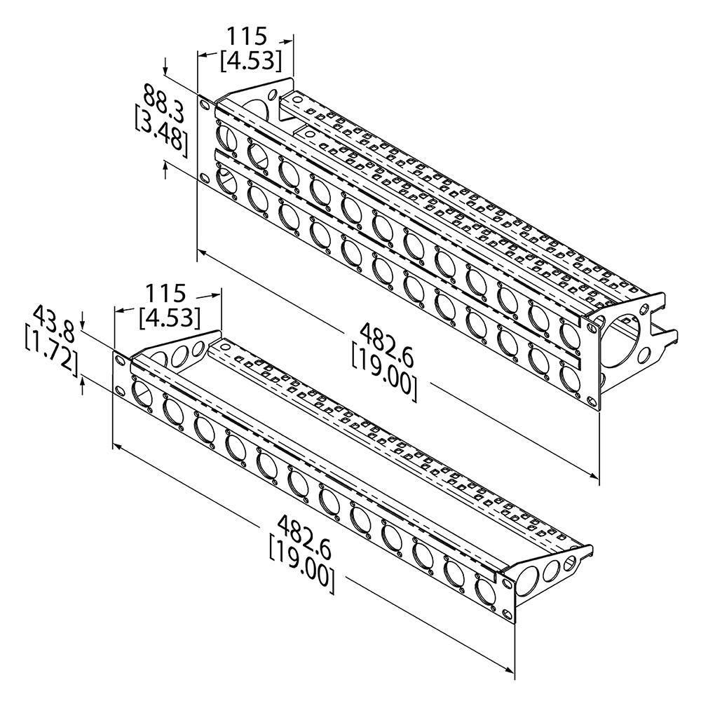 R2269/1UK-08 - Penn Elcom - 1U RACK PANEL PUNCHED FOR 8 D CONNECTOR ...