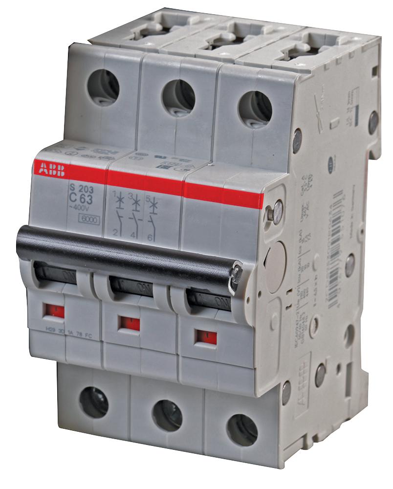 S203-C63 - Abb - CIRCUIT BREAKER, THERMAL MAG, 3 POLE