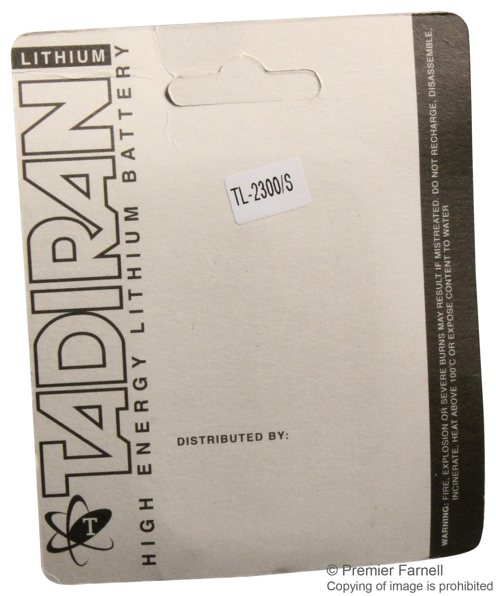 TL-2300/S-BP - Tadiran Batteries - Battery, 3.6 V, D