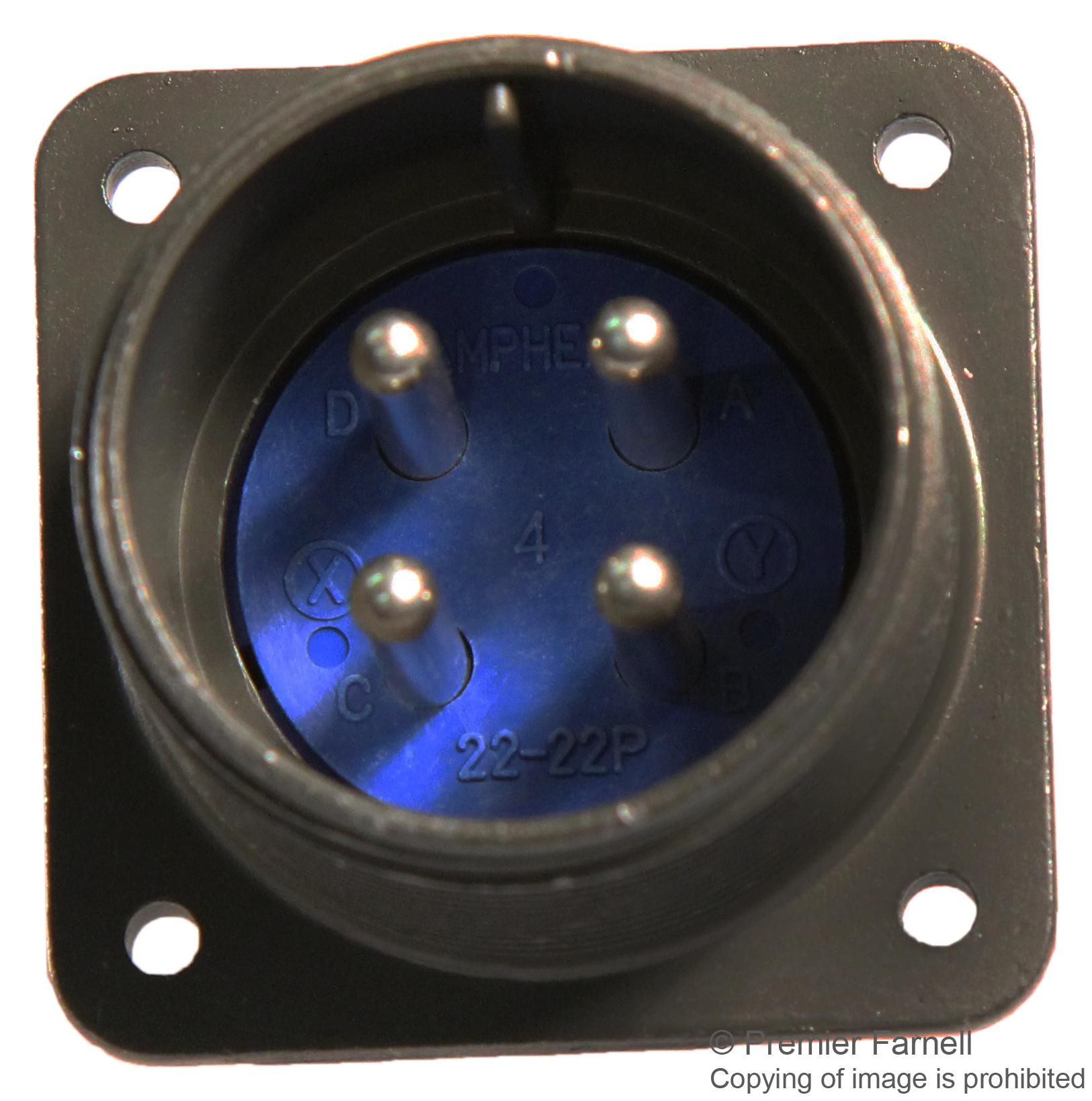 MS3102A22-22P - Amphenol Industrial - Circular Connector, MIL-DTL-5015 ...