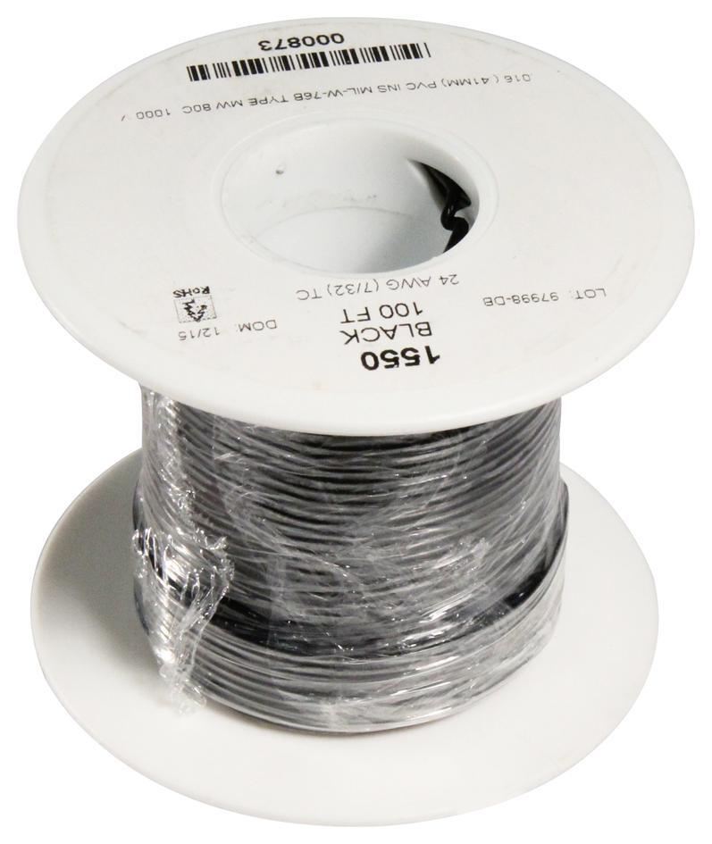 1550 BK005 - Alpha Wire - Wire, Hook Up MIL-W-76B Type MW, PVC