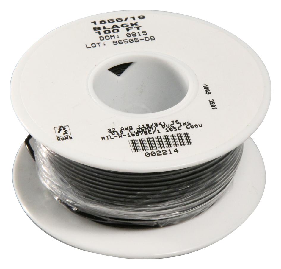 1855/19 BK005 - Alpha Wire - Wire, Hook Up MIL-W-16878E/1, PVC