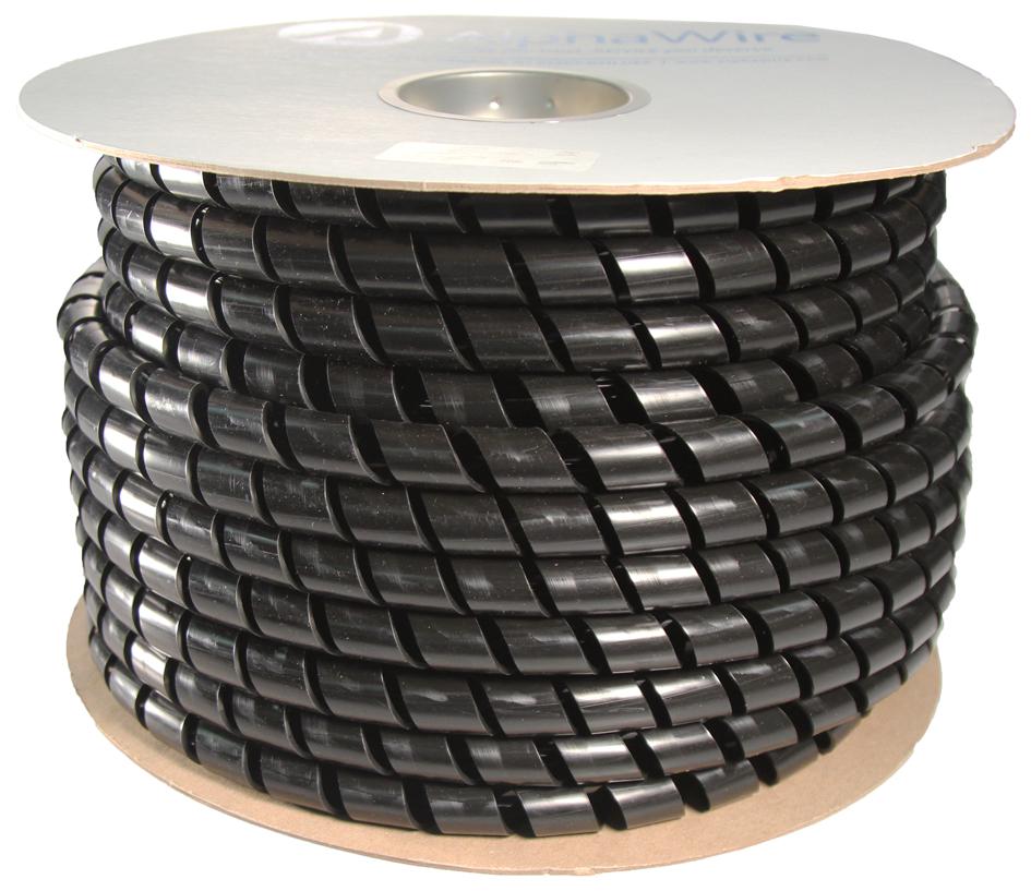 SW44 BK005 - Alpha Wire - Spiral Wrap, UV Resistant, 0.75