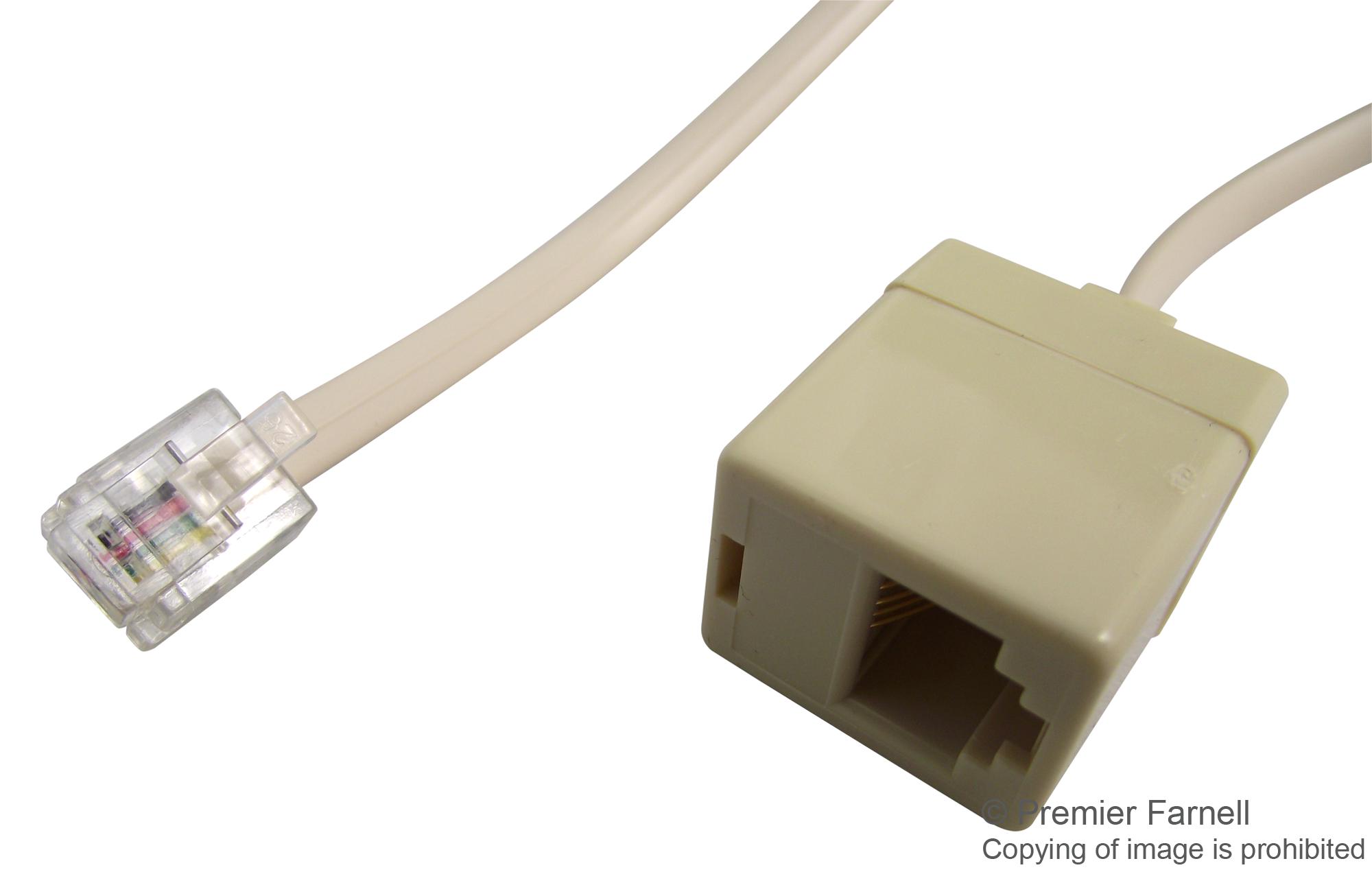 LEDFEC - Tuk - Telephone Modular Cable, RJ11 Plug to RJ11 Jack, 14.9 ft