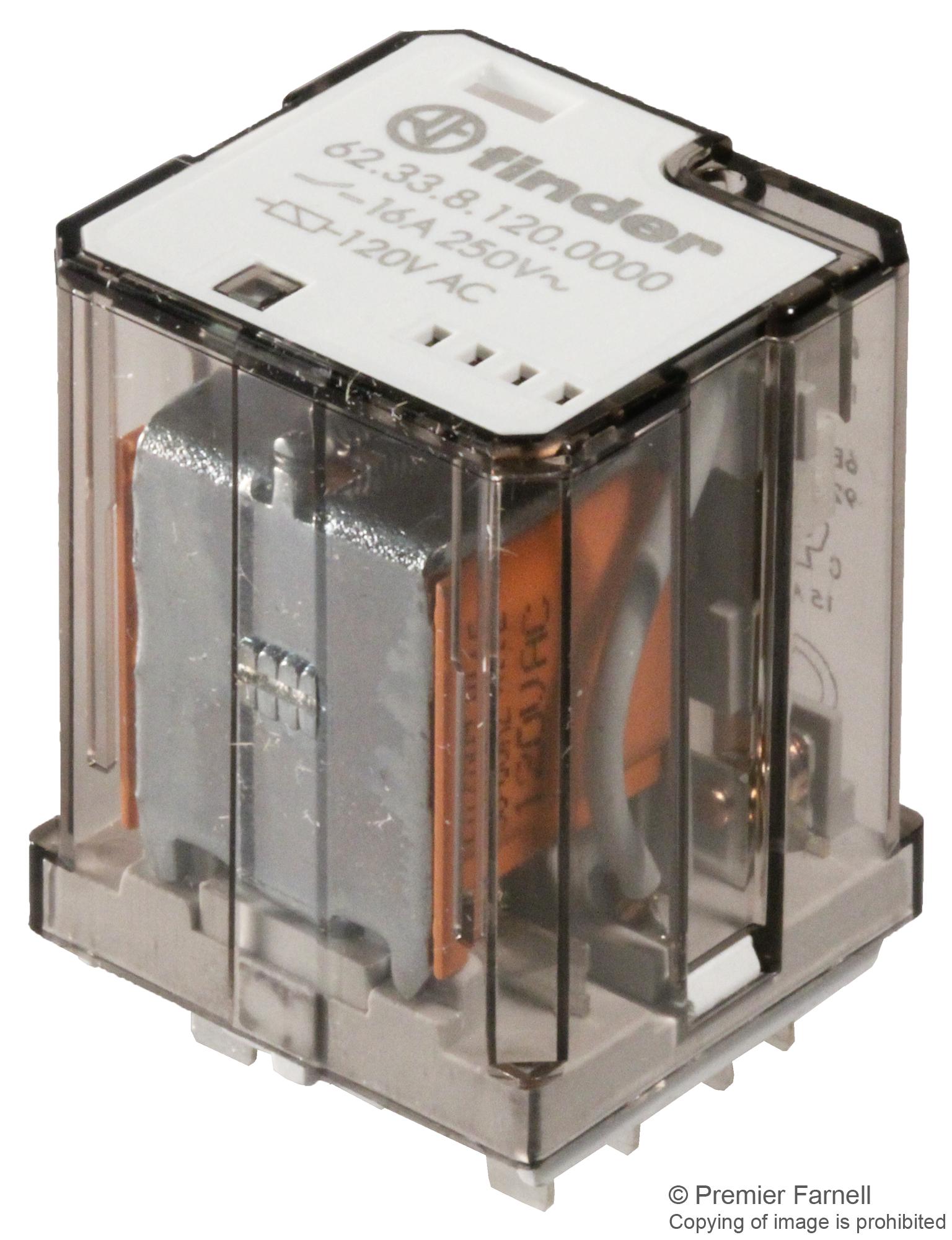 62.33.8.120.0000 - Finder - Power Relay, 3PDT, 120 VAC
