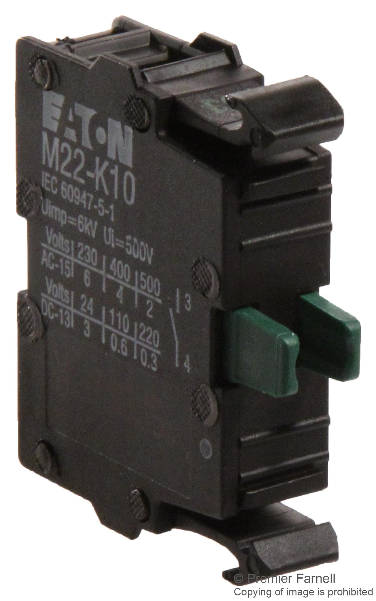 M22-K10 - Eaton Cutler Hammer - Contact Block, 6 A, 500 V