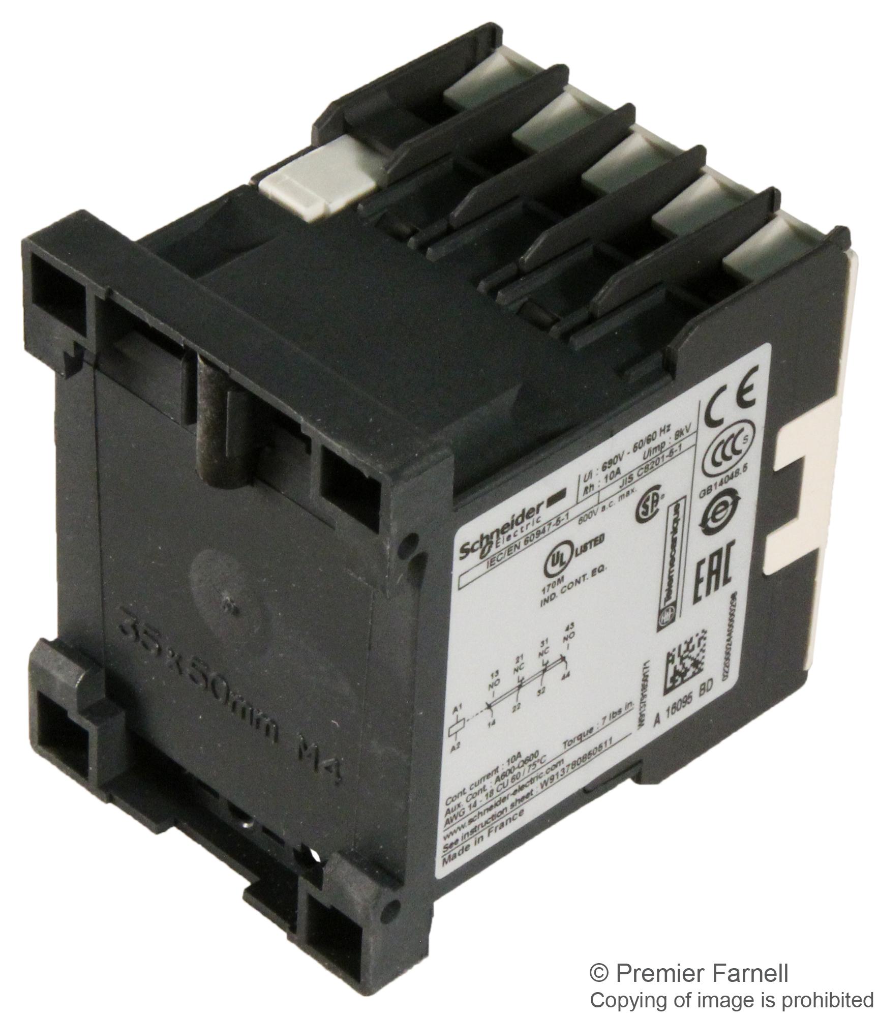 CA3KN22BD - Schneider Electric - Power Relay, DPST-NO, DPST-NC