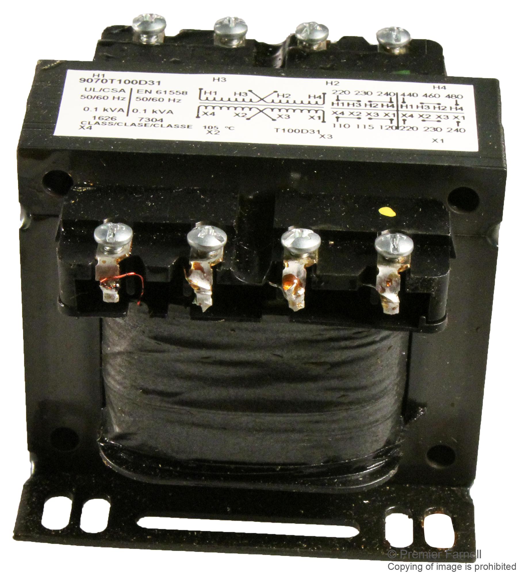 9070T100D31 - Square D By Schneider Electric - Chassis Mount Transformer, Single Phase, Open ...