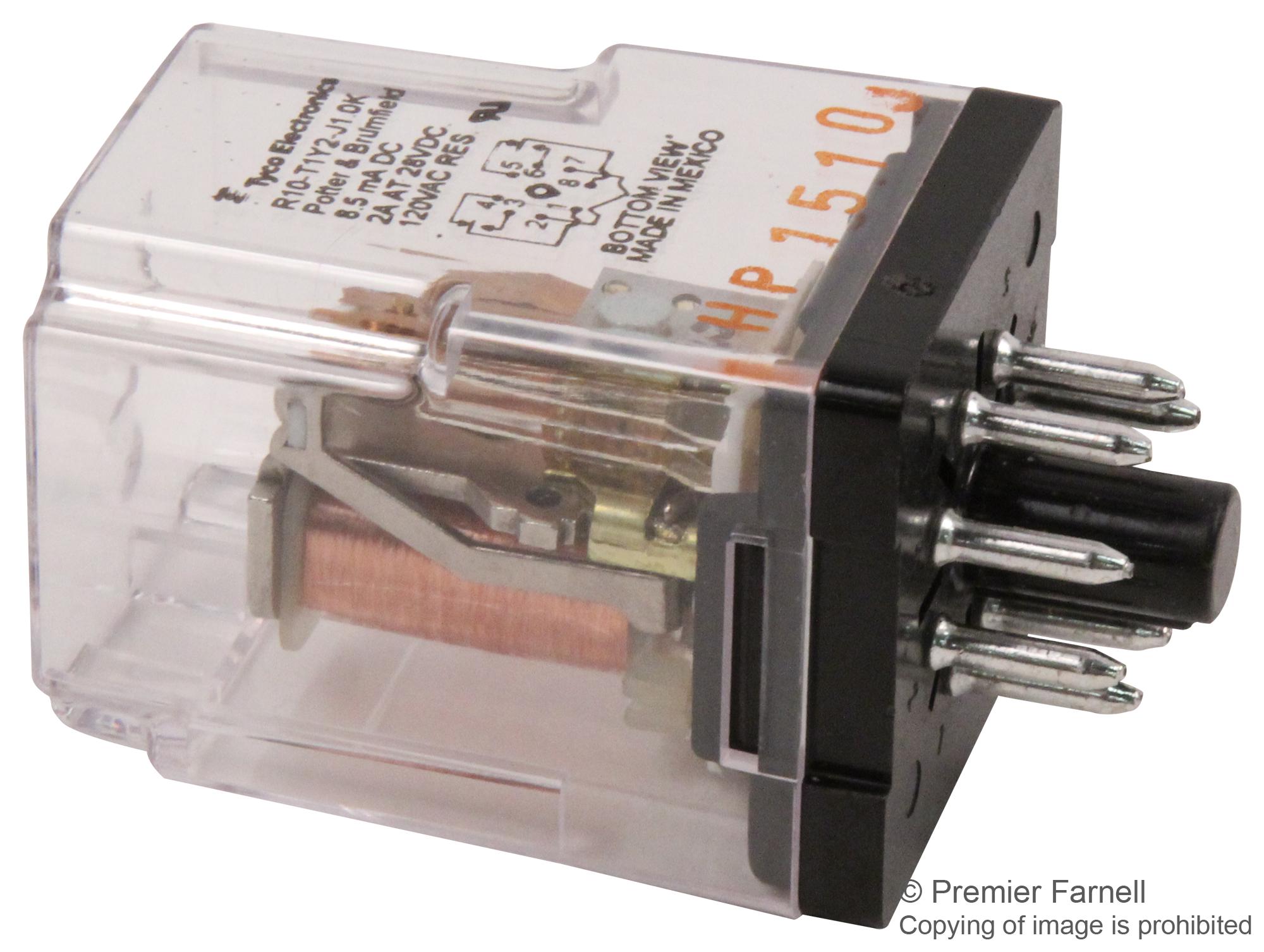 R10-T1Y2-J1.0K - Potter&brumfield - Te Connectivity - Power Relay, DPDT ...