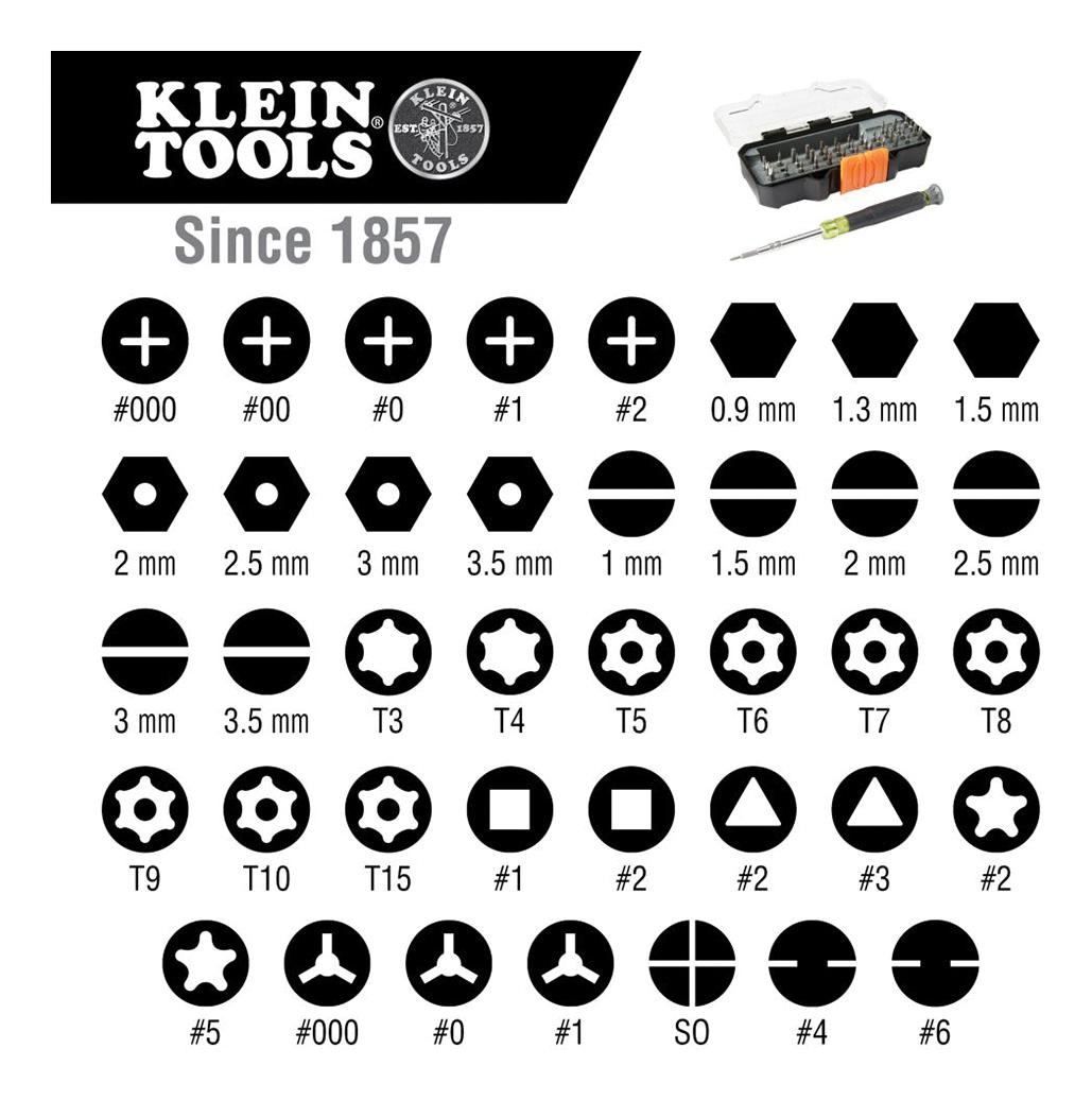 32717 - Klein Tools - Screwdriver Set, 39Pcs of Hex, Phillips