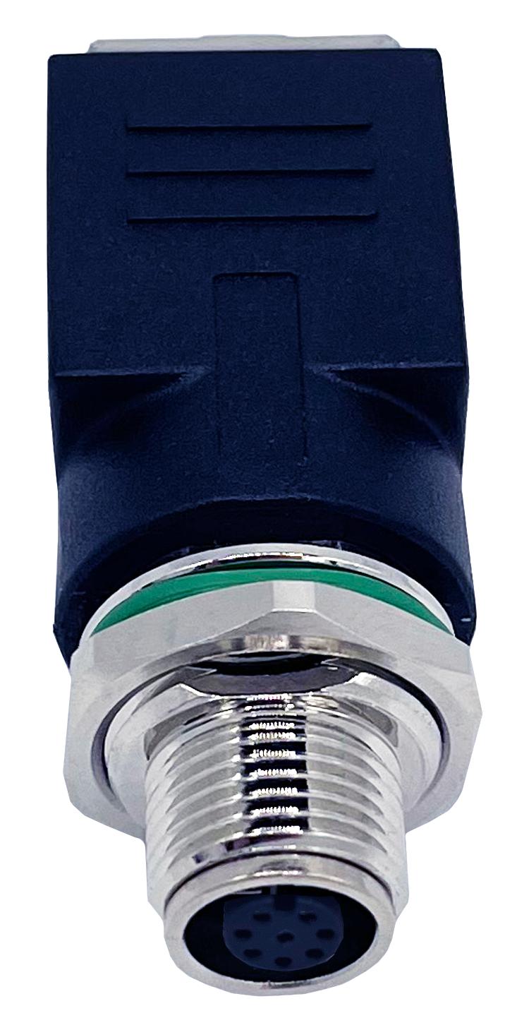 RJM12FD04ST001 - Norcomp - Adapter, 4 Position M12 Receptacle to 8 Position RJ45 Jack, Brass Body