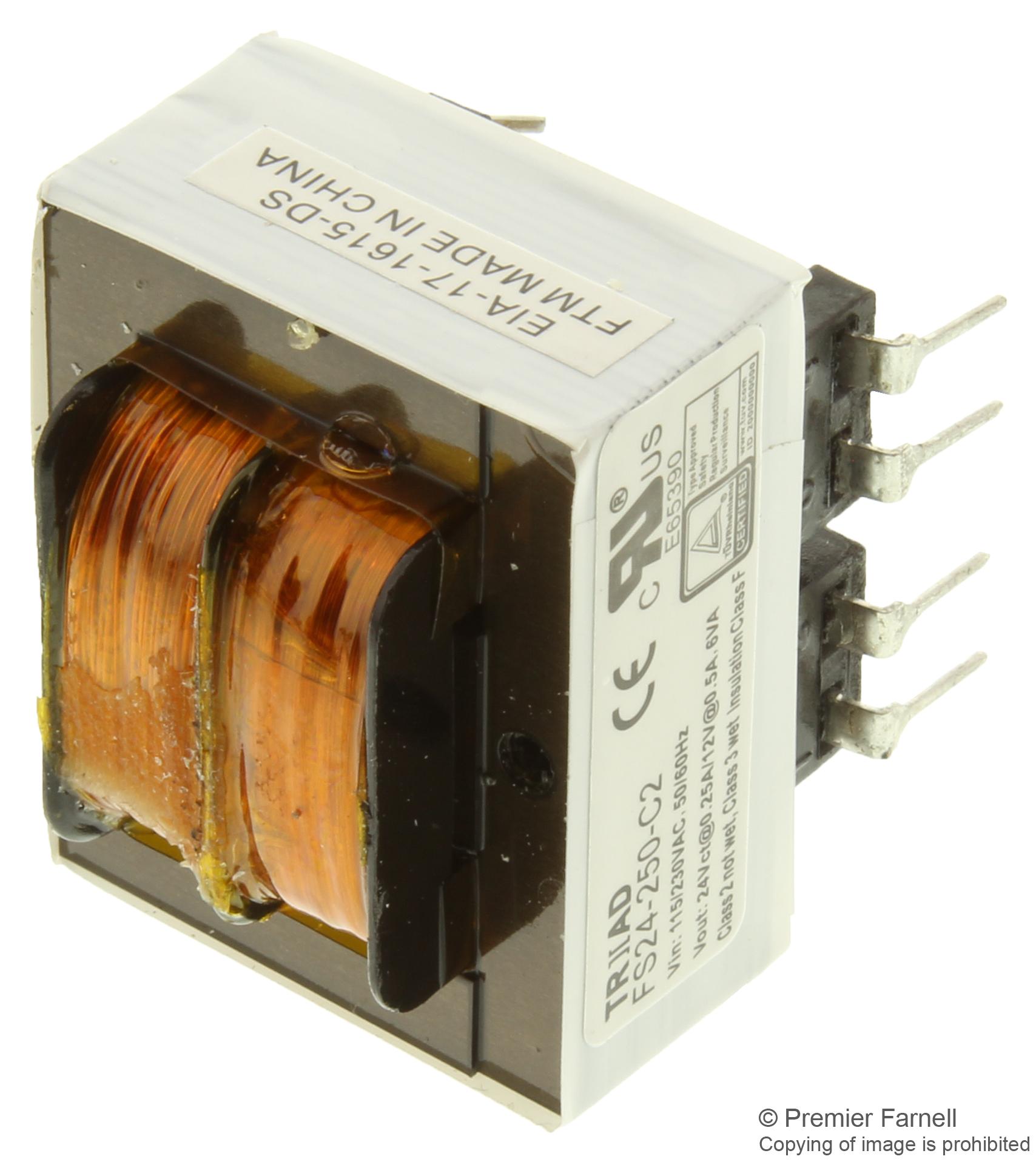 FS24-250-C2 - Triad Magnetics - PCB Transformer, Split Bobbin, 115V