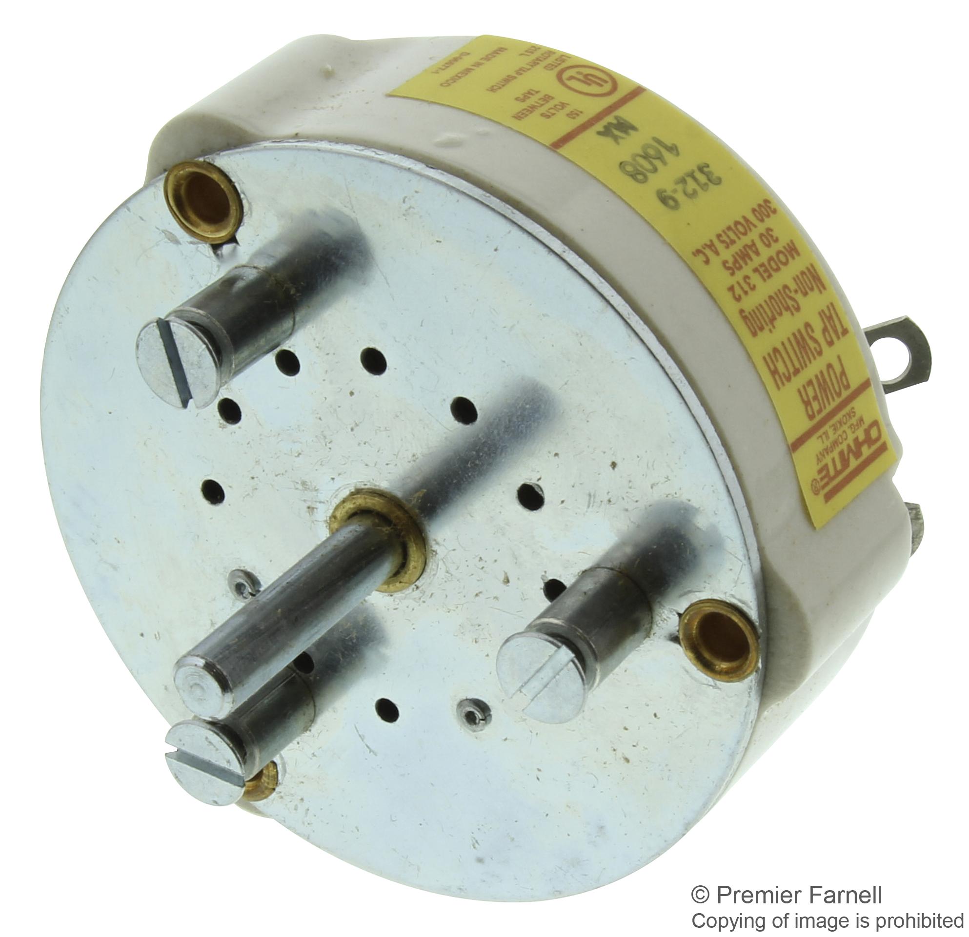 312-9 - Ohmite - Rotary Switch, 9 Position, 9 Pole