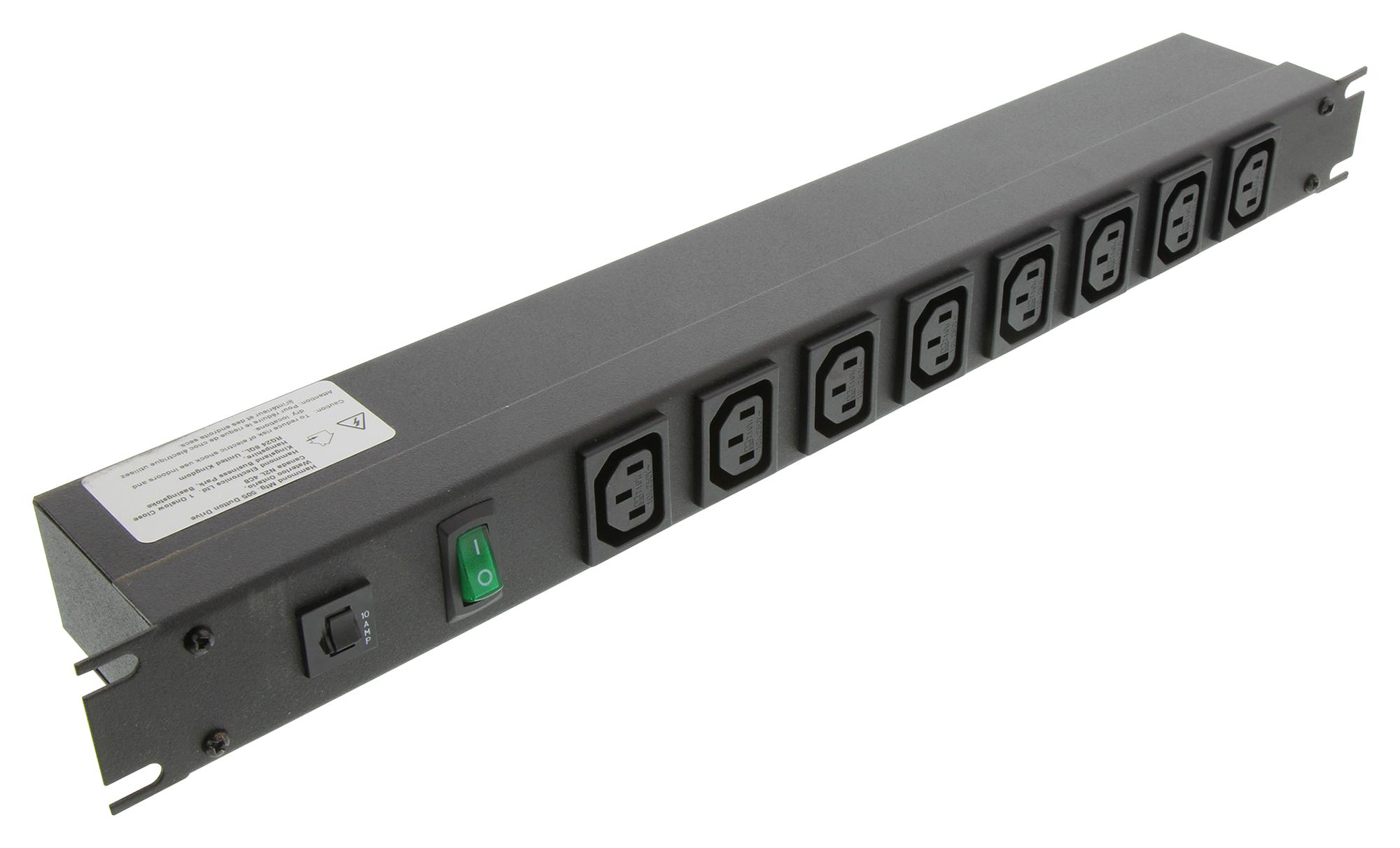 1582H8E1BK - Hammond - Power Distribution, Rack Mount, 8 Outlets