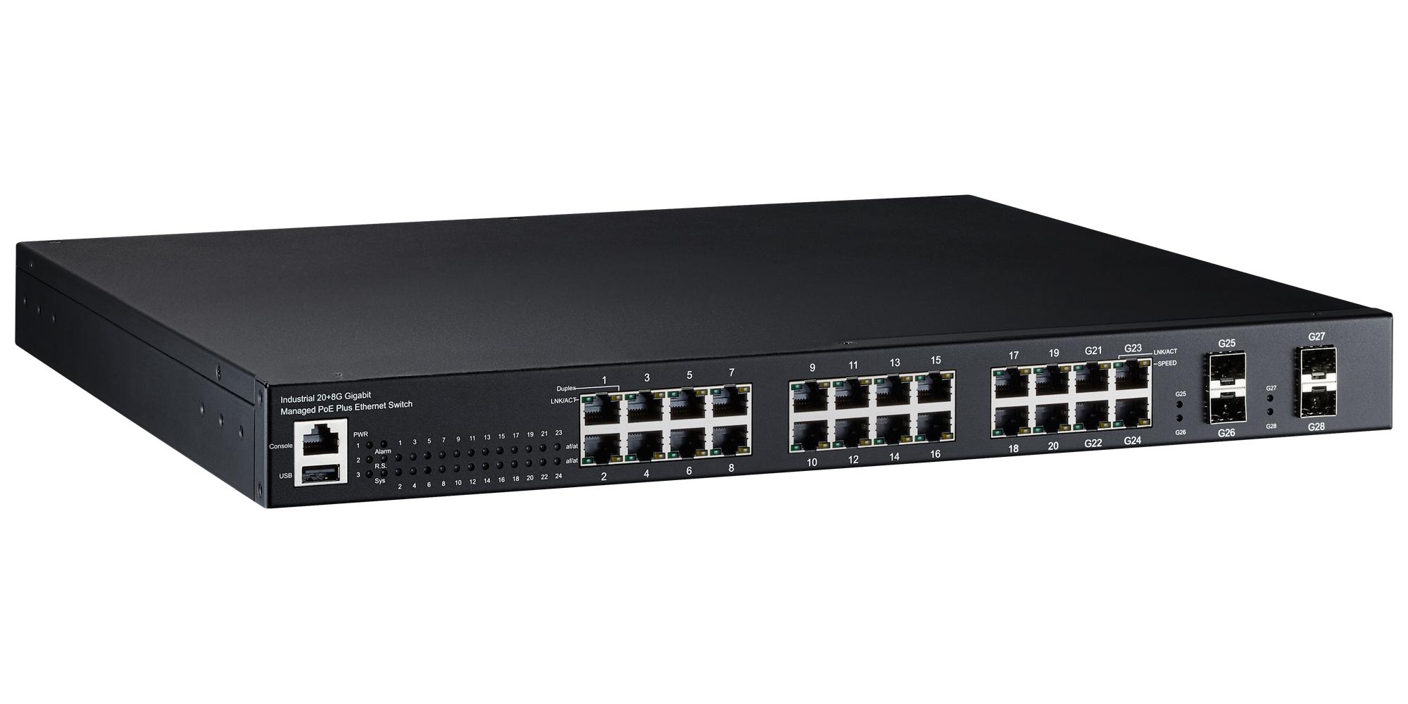 JETNET 6728G-24P-AC-2DC-US - Korenix - Switch, 28 Ports, Industrial