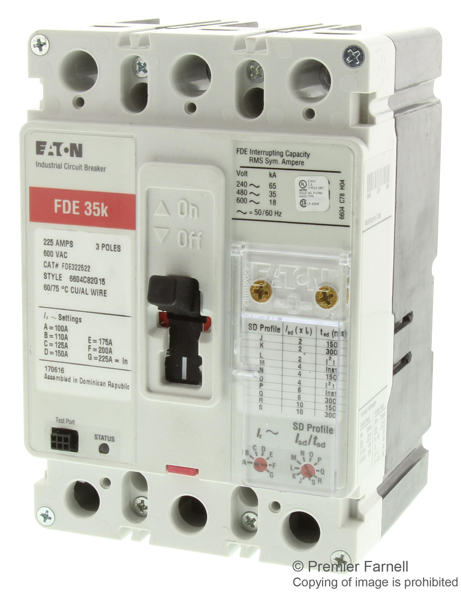 FDE322522 - Eaton Cutler Hammer - Electronic Circuit Breaker, FD Frame ...