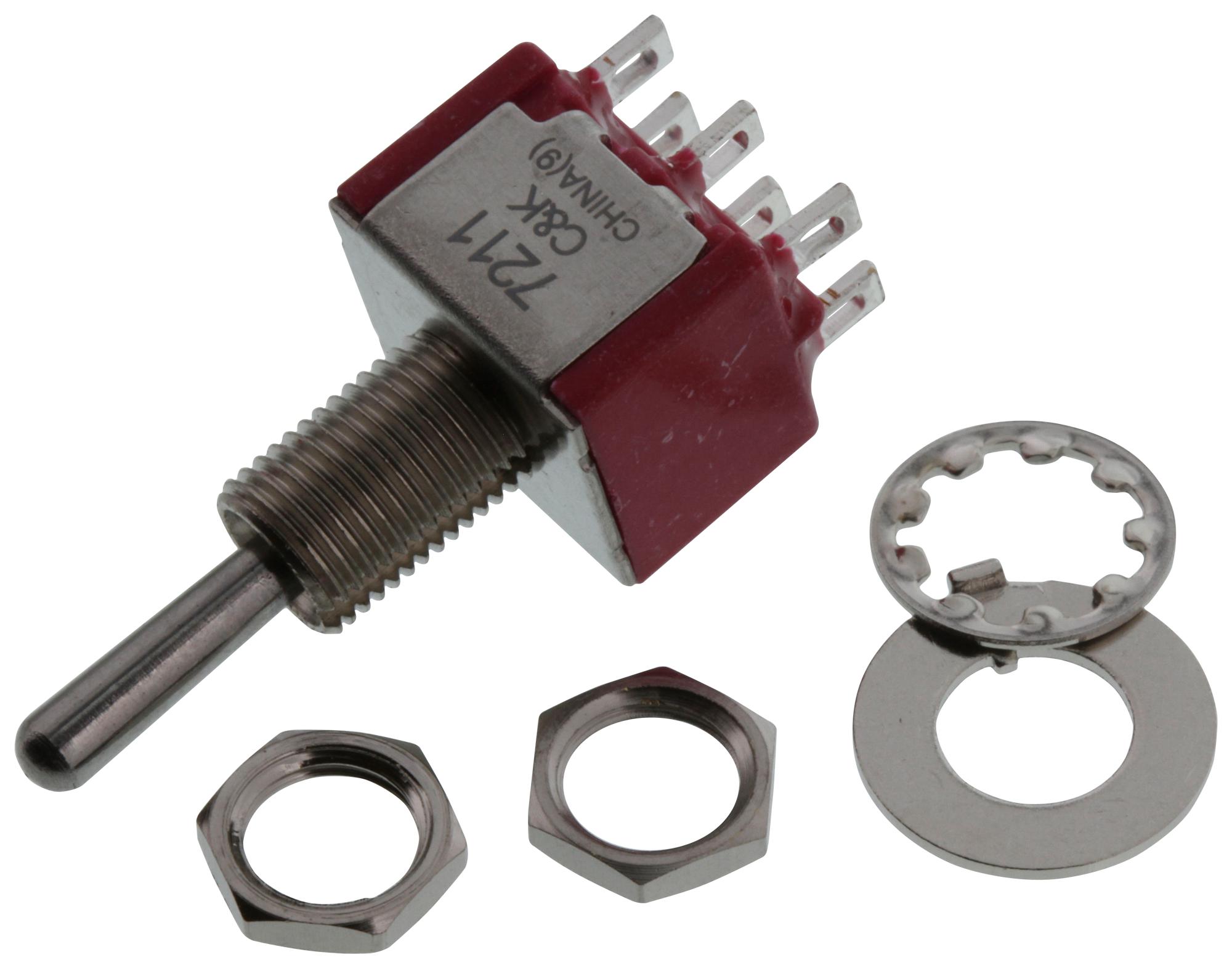7211SYZQE - C&k Components - Toggle Switch, On-On-On, DPDT