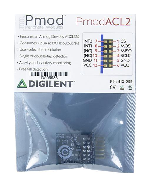 410-255 - Digilent - Expansion Board, ADXL362, Accelerometer - Three-Axis