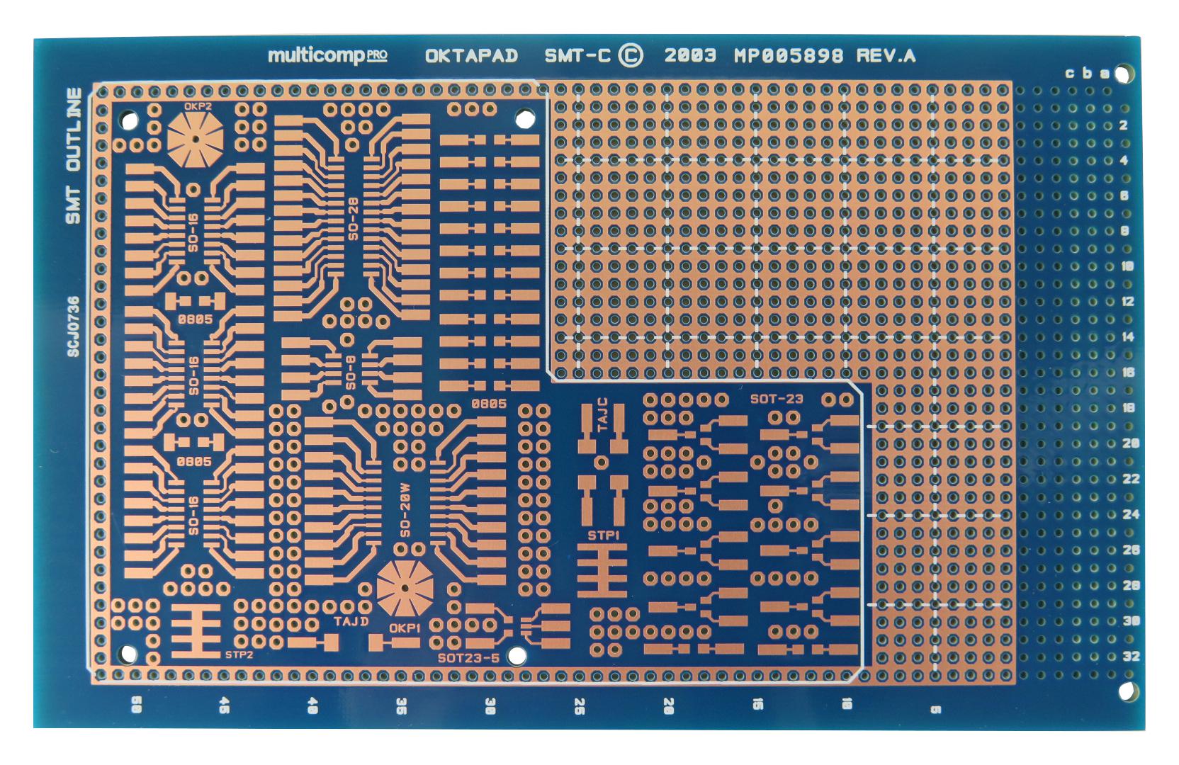 MP005898 - Multicomp Pro - Prototype Board, Eurocard, 100 mm X 160 mm