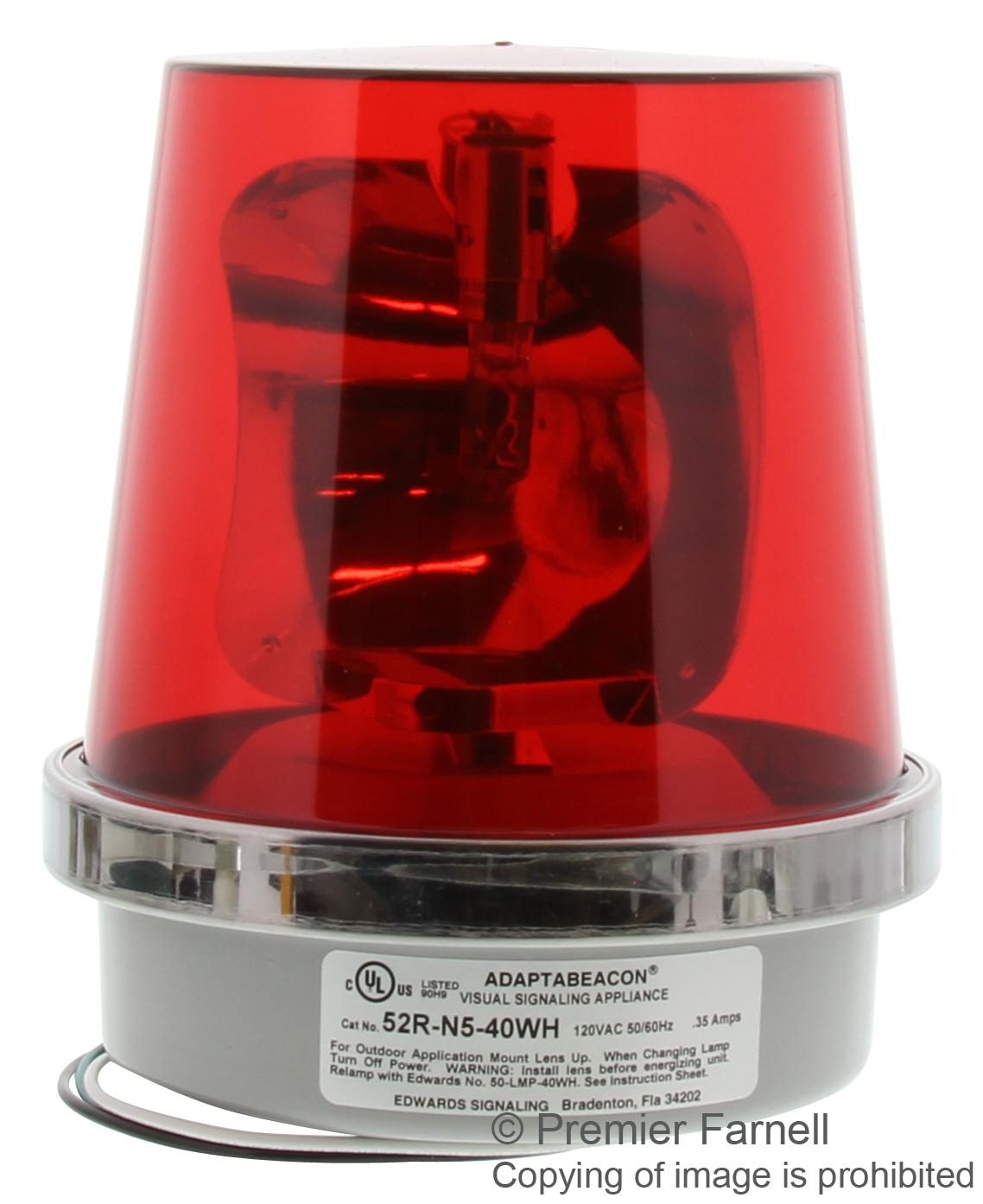 52R-N5-40WH - Edwards Signaling Products - Beacon, Red, Rotating