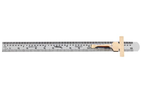 950-300 - Mitutoyo - Ruler with Pocket Clip, D End, Stainless Steel