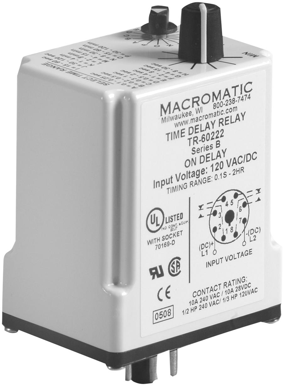 TR-60226-R5 - Macromatic Controls - Time Delay Relay, On Delay, 30 VDC