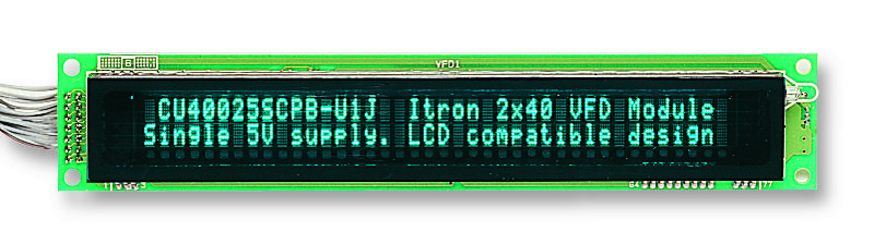 CU20025-UW1J - Noritake Itron - VFD Display, Dot Matrix, 2 x 20