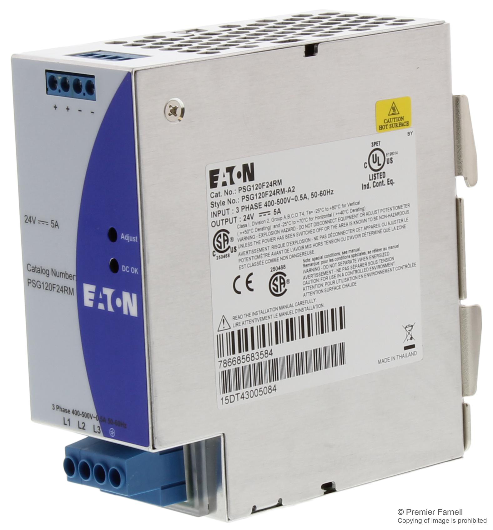 PSG120F24RM - Eaton Cutler Hammer - AC/DC DIN Rail Power Supply (PSU ...