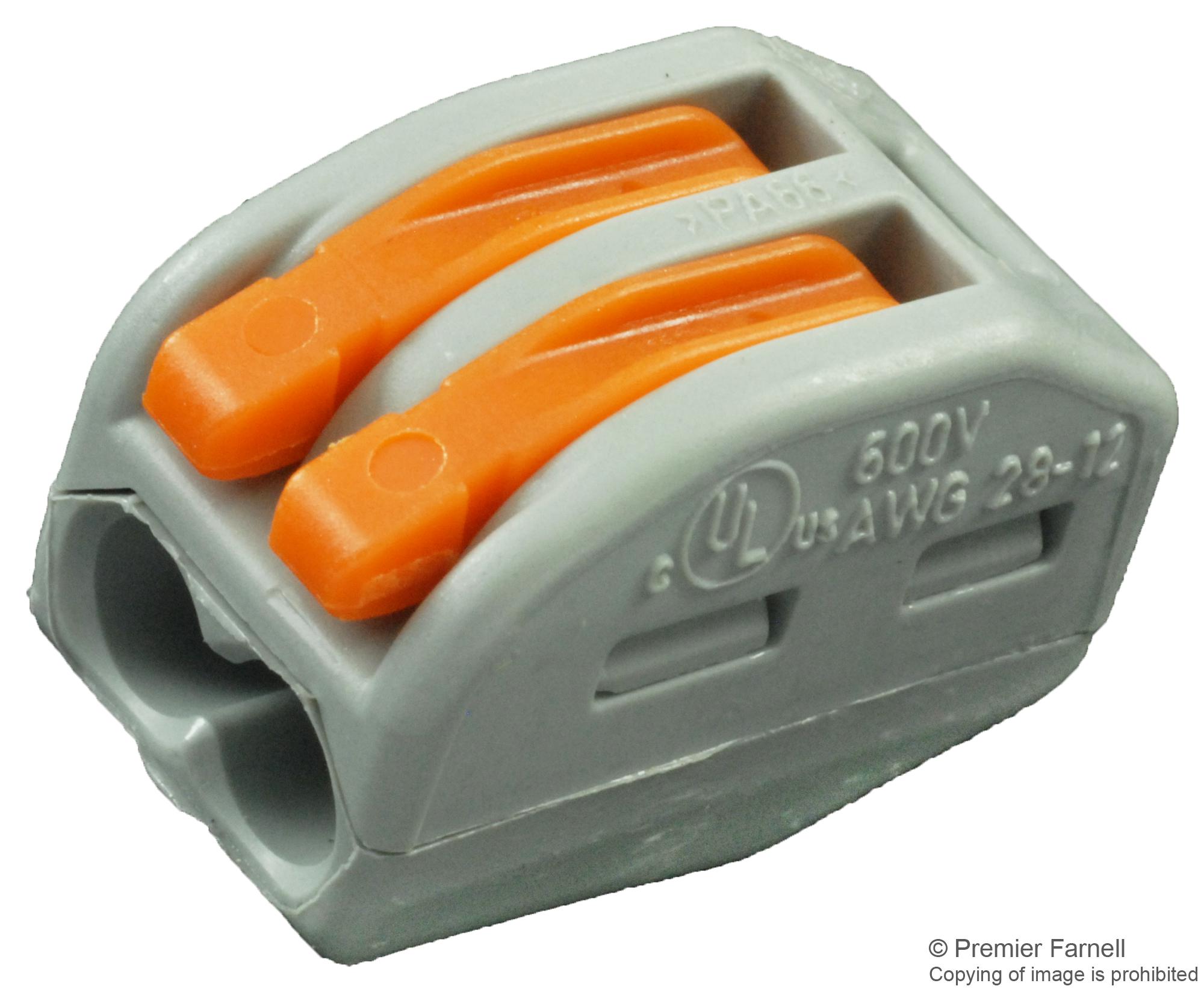 222-412 - Wago - Pluggable Terminal Block, Grey, 2 Positions