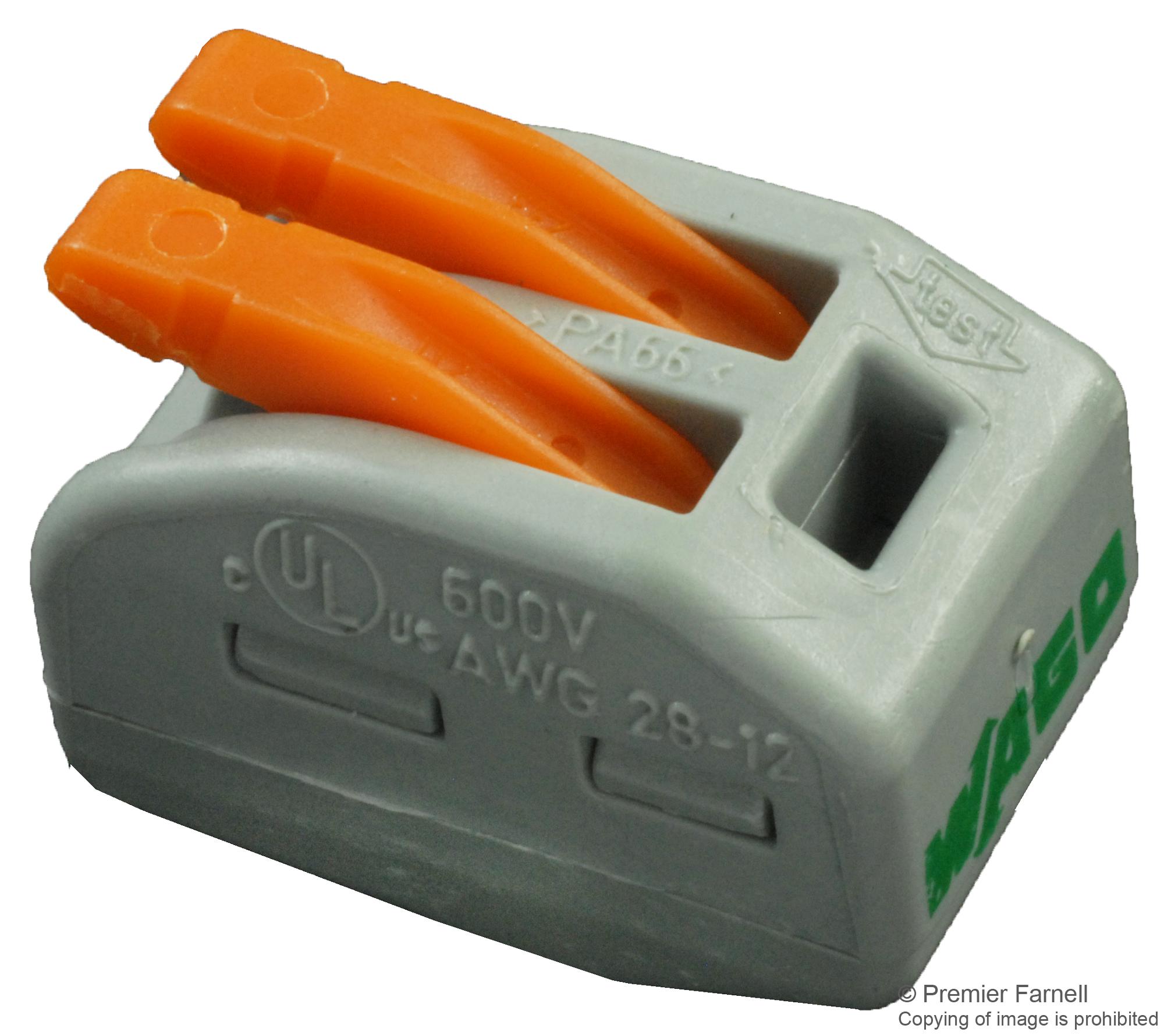 222-412 - Wago - Pluggable Terminal Block, Grey, 2 Positions