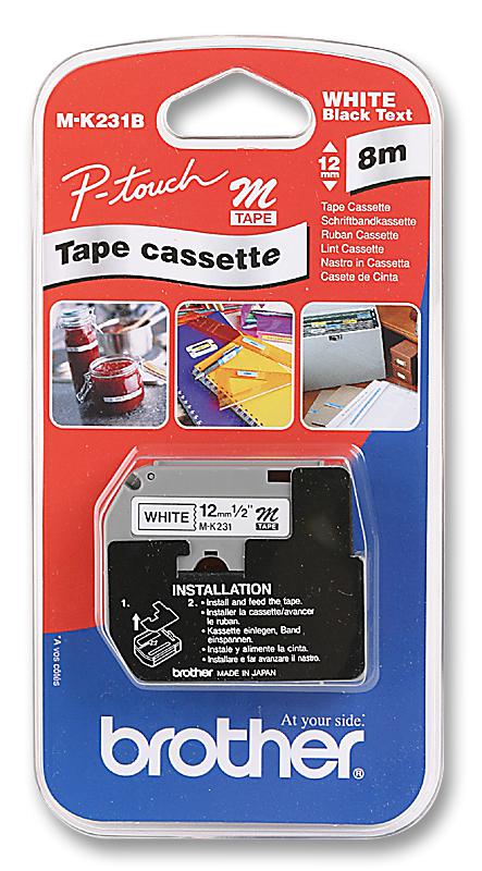 MK231BZ - Brother - Label Printer Tape, Self-Laminating, Black on White