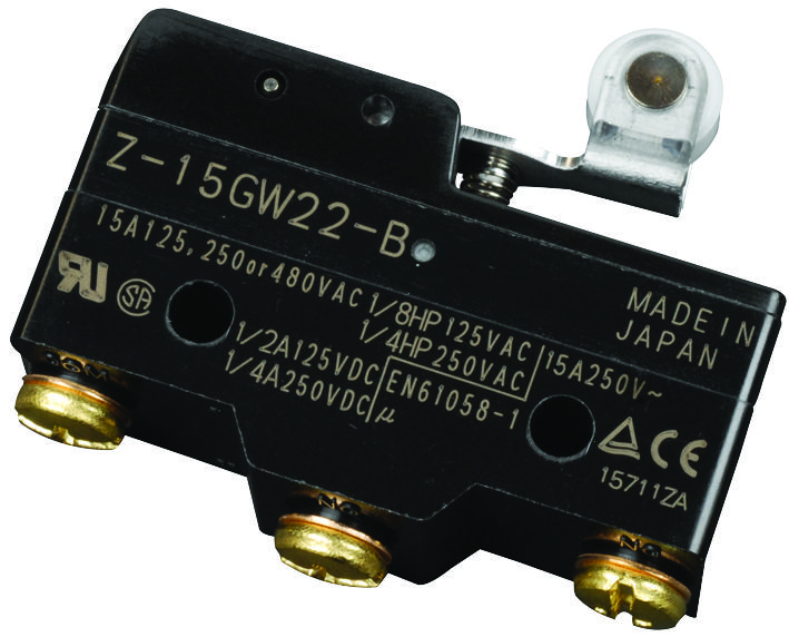 Z-15GW22-B - Omron Industrial Automation - Microswitch, Standard, Short Hinge Roller Lever