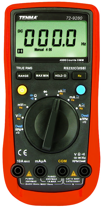72-9280 - Tenma - Automotive Digital Multimeter, 3999 Count, True RMS