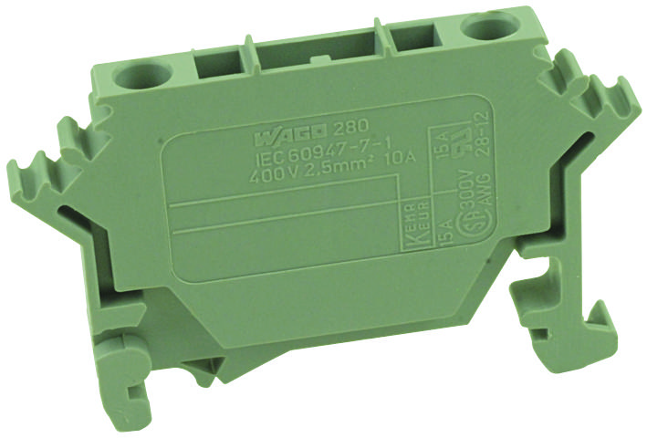 280-638 - Wago - DIN Rail Mount Terminal Block, 2 Positions, 28 AWG