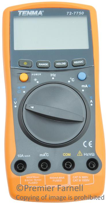 72-7750 - Tenma - Handheld Digital Multimeter, 5999 Count, Mean Value