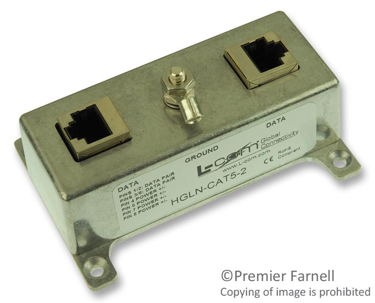 HGLN-CAT5-2 - L-com - Surge Protector, PoE, Ethernet Surge Protector