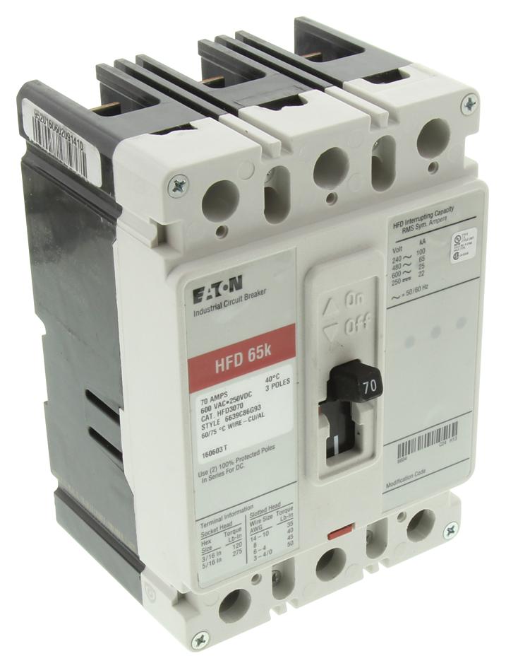 HFD3070 - Eaton Cutler Hammer - Thermal Magnetic Circuit Breaker, C ...
