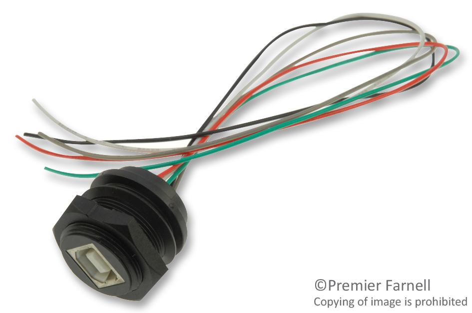 WPUSBBF - L-com - USB Cable, USB Type B Receptacle, Free / Stripped End