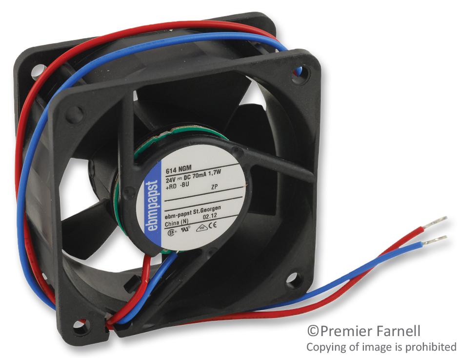 614NGM - Ebm-papst - DC Axial Fan, 24 V, Square