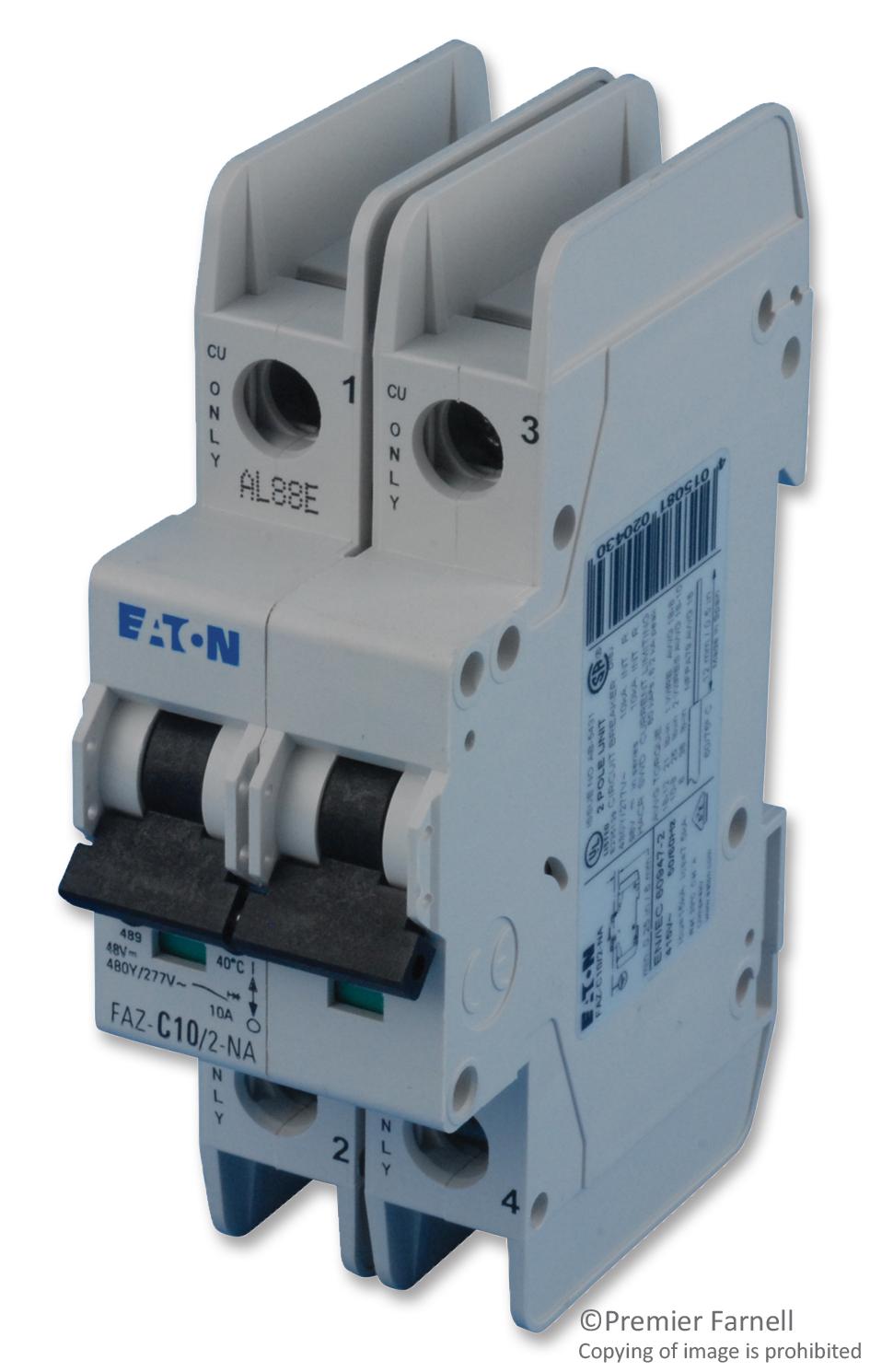 FAZ-C10/2-NA - Eaton Cutler Hammer - Thermal Magnetic Circuit Breaker, Miniature, C Curve