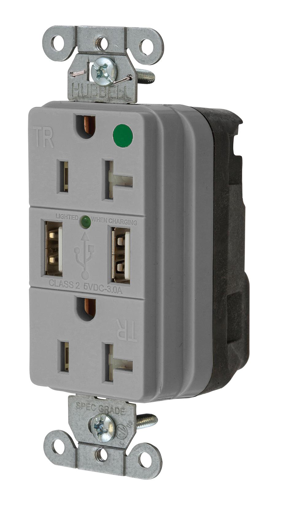 SNAP8300USBGY - Hubbell Wiring Devices - USB Charger Receptacle ...