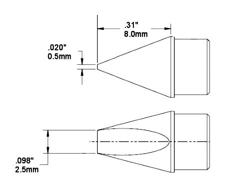 HCV-8CH0025S - Metcal - Soldering Iron Tip, Chisel, 875°F Temperature