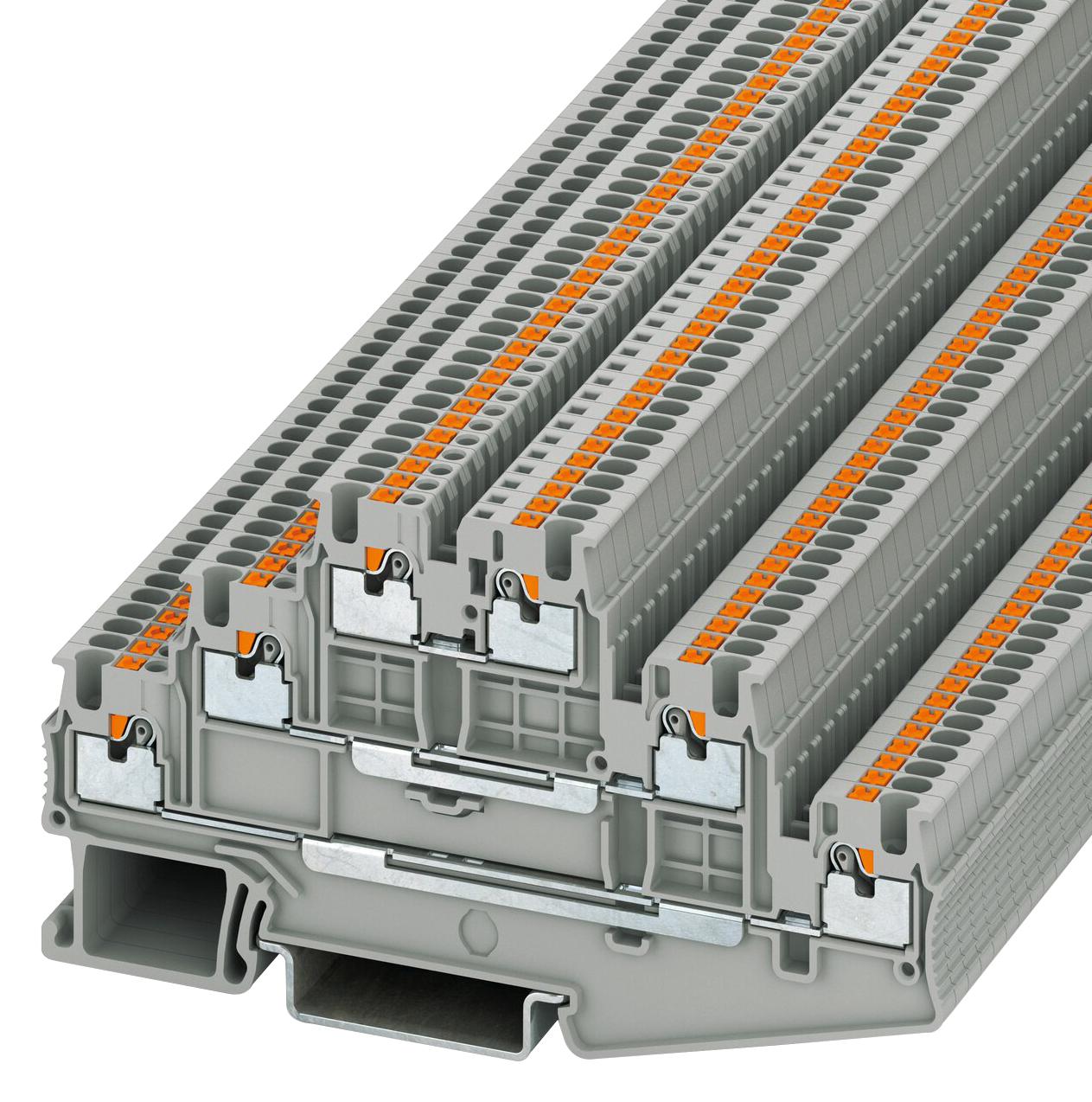 3213713 - Phoenix Contact - DIN Rail Mount Terminal Block, Gray, 6 ...