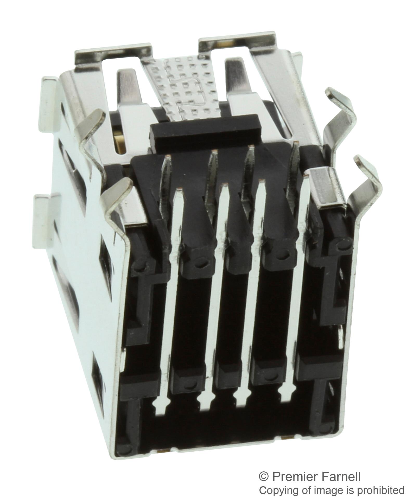 1903815-1 - Te Connectivity - USB Stacked Connector, 2 Ports, USB Type A