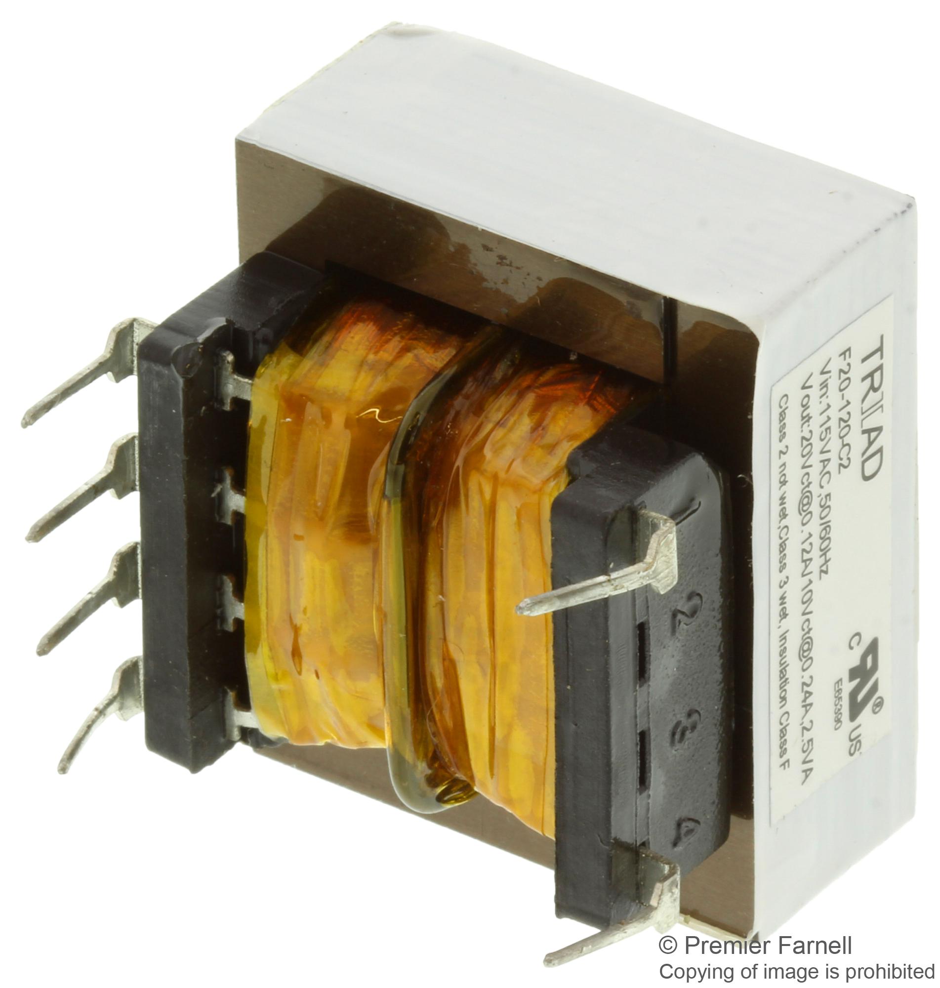 F20-120-C2 - Triad Magnetics - PCB Transformer, Split Bobbin, 115V